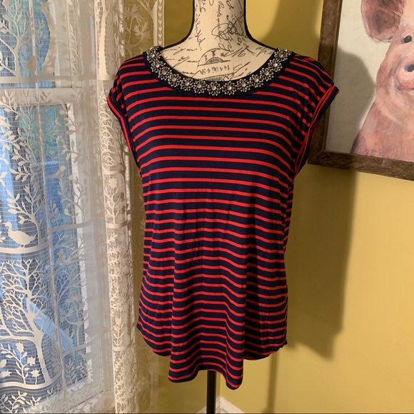 Cupio | Tops | Cupio Stripe Top Large Jewels Sparkle Red Blue Pretty ...